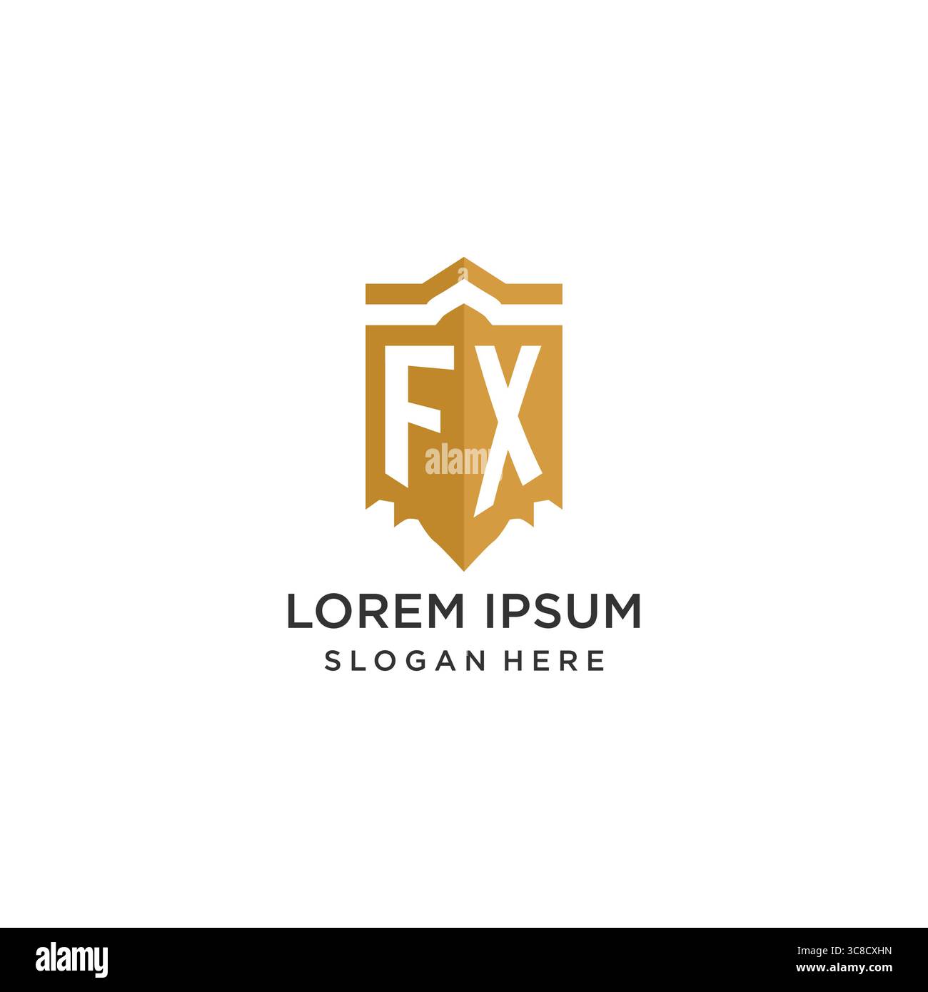 Monogram FX logo with shield geometric shape, elegant luxury initial ...