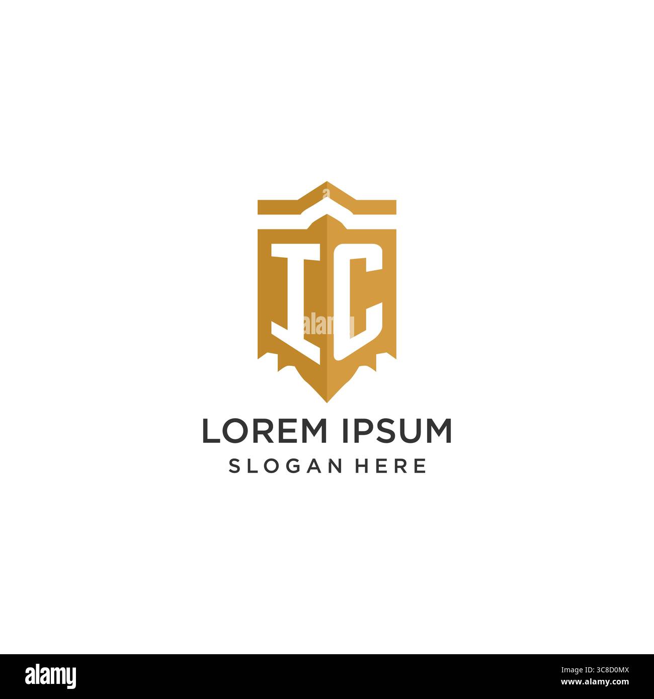 Monogram IC logo with shield geometric shape, elegant luxury initial ...