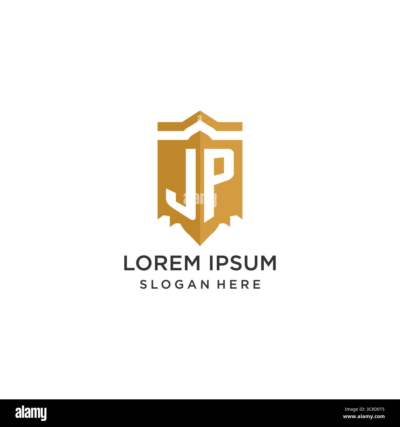 Monogram JP logo with shield geometric shape, elegant luxury initial ...
