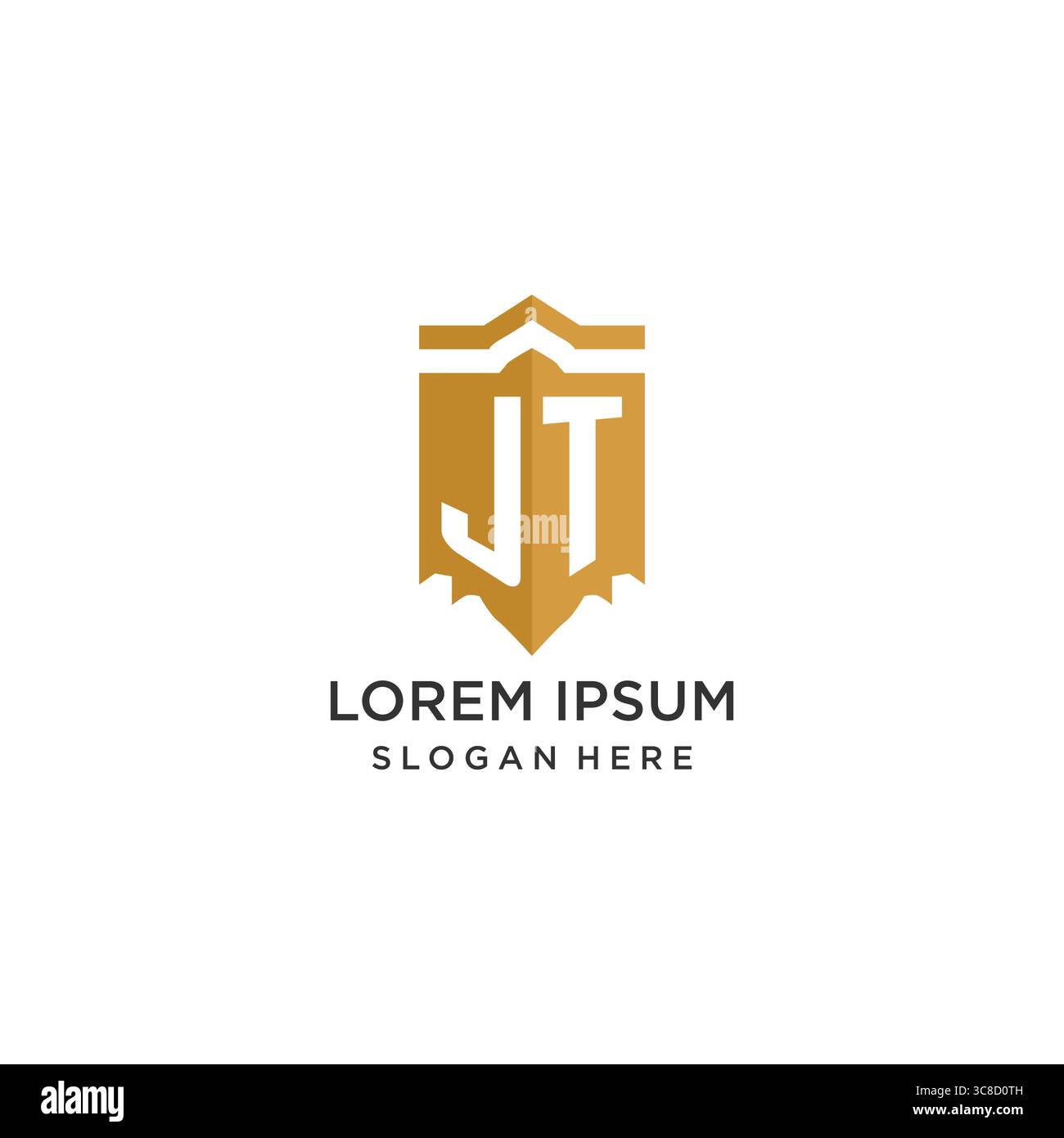 Monogram JT logo with shield geometric shape, elegant luxury initial ...