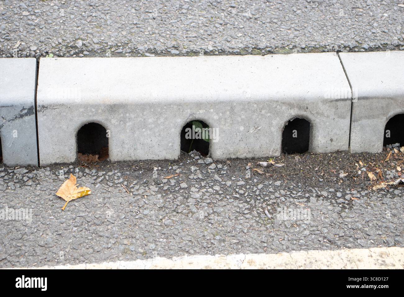 clean water drain covers on the road pavement Stock Photo - Alamy