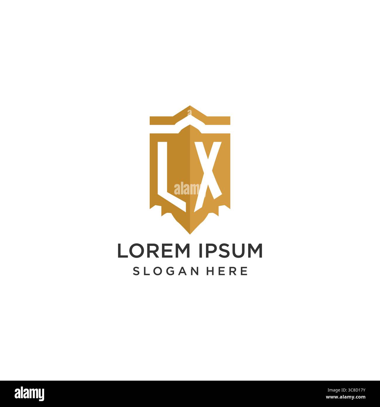 Monogram LX logo with shield geometric shape, elegant luxury initial ...