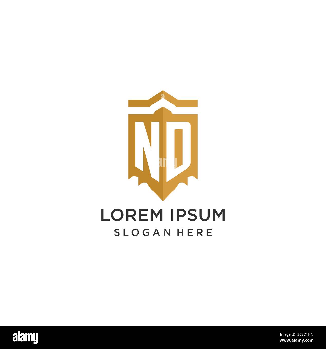 Monogram ND logo with shield geometric shape, elegant luxury initial ...