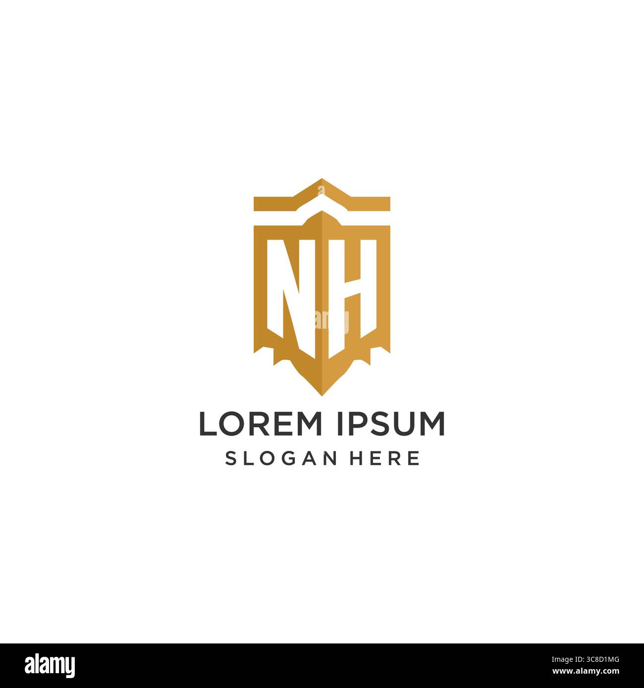 Monogram NH logo with shield geometric shape, elegant luxury initial ...