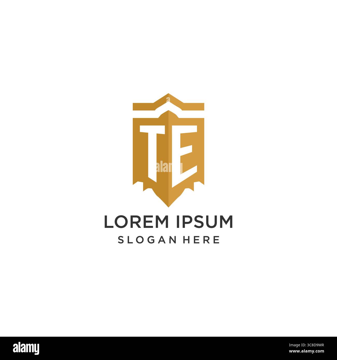 Monogram TE logo with shield geometric shape, elegant luxury initial ...