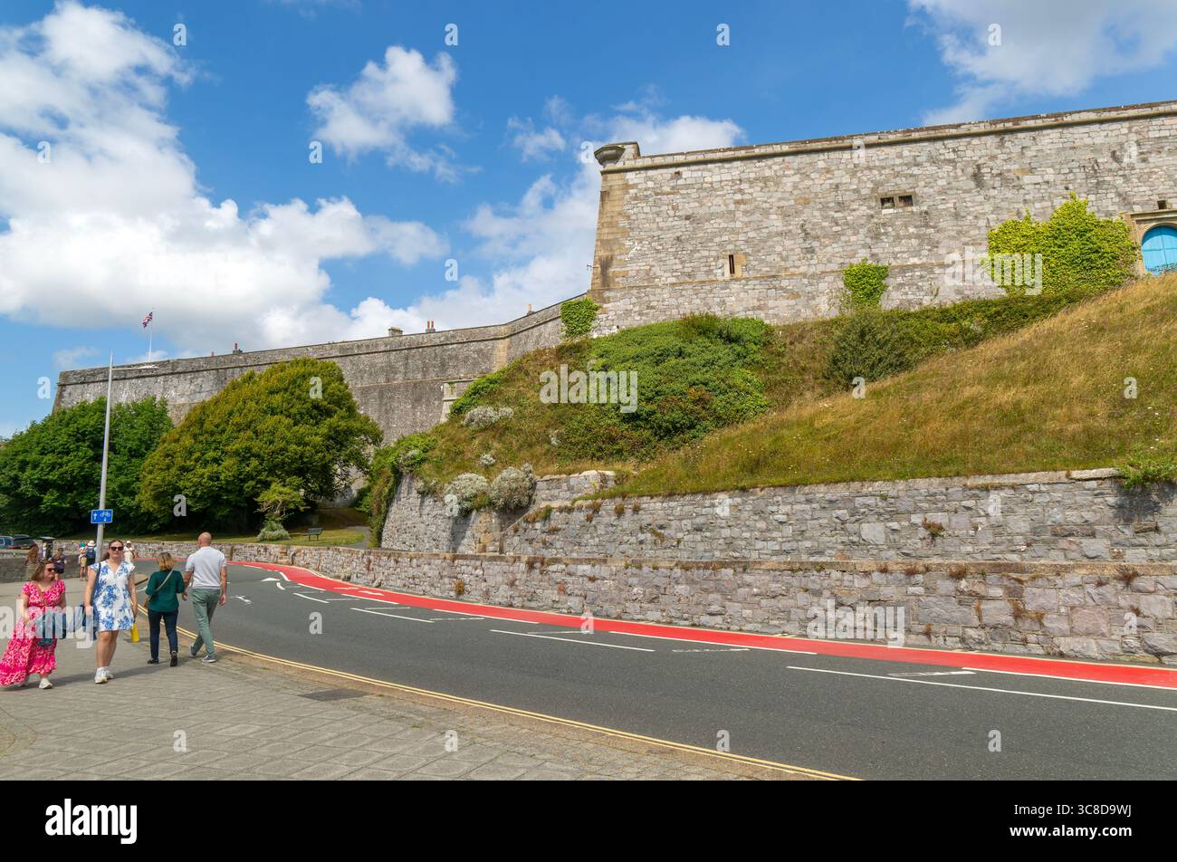 Walls of historic military fortress, The Royal Citadel, city of ...