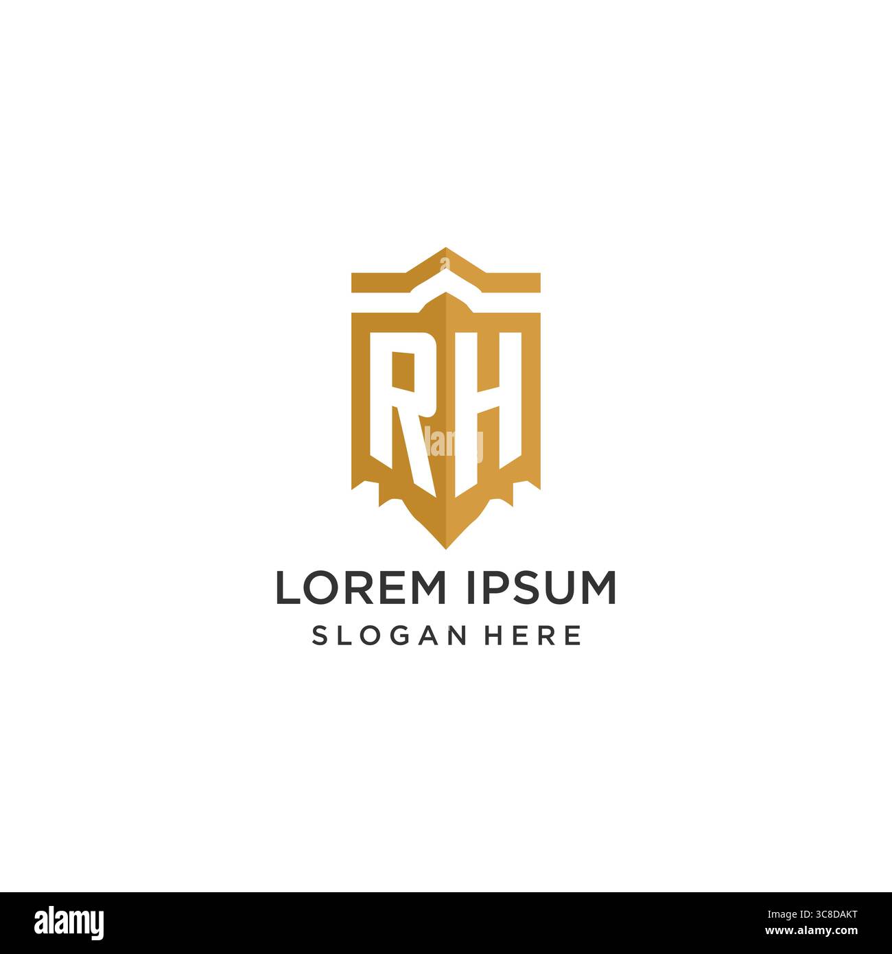 Monogram RH logo with shield geometric shape, elegant luxury initial ...
