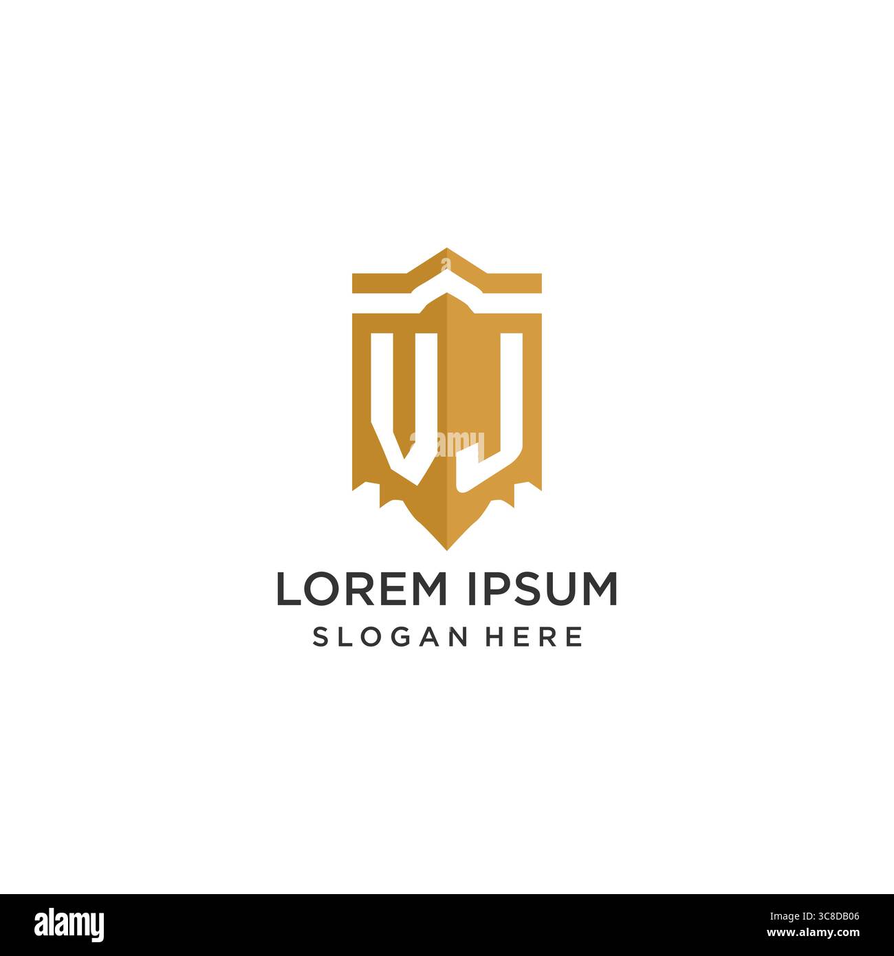 Monogram VJ logo with shield geometric shape, elegant luxury initial ...