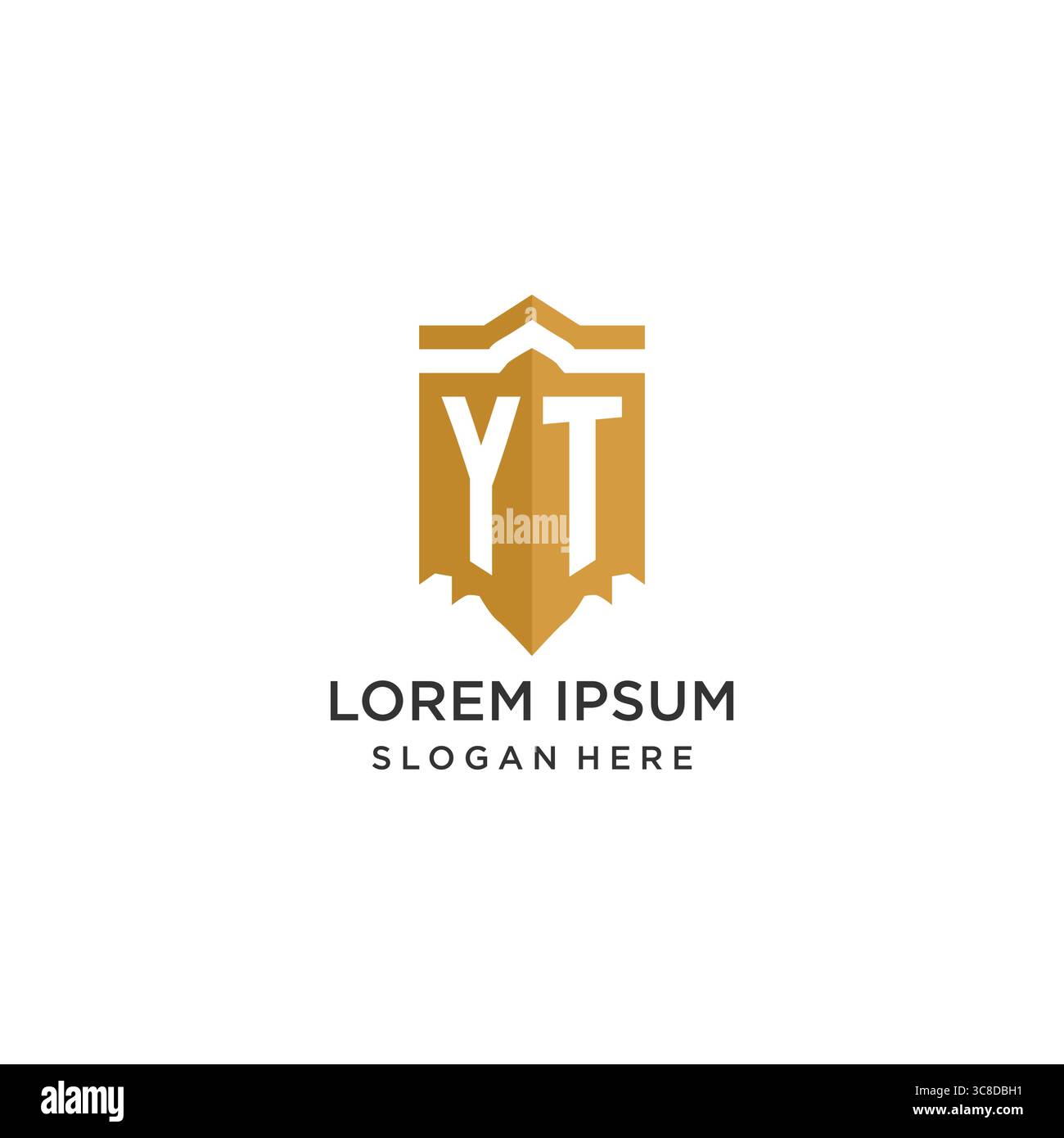 Monogram YT logo with shield geometric shape, elegant luxury initial ...