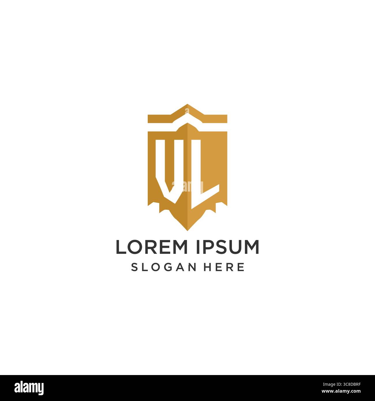 Monogram VL logo with shield geometric shape, elegant luxury initial ...