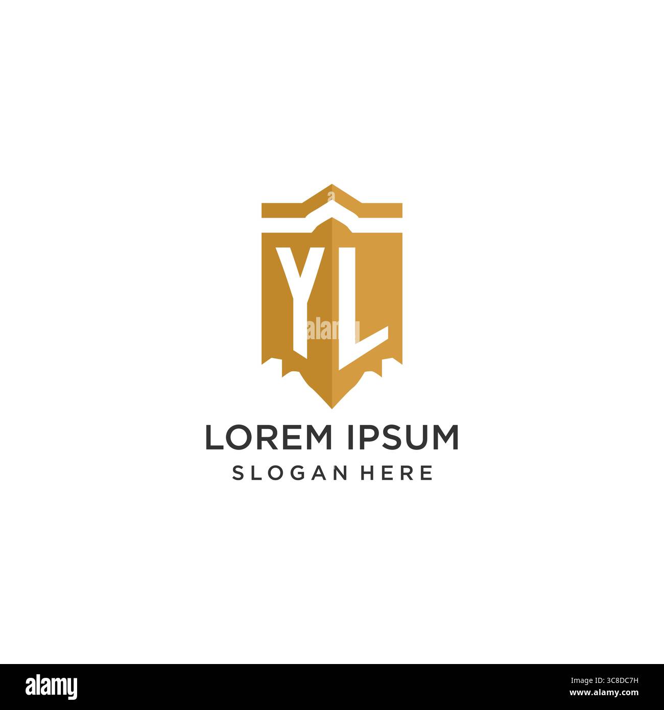 Monogram YL logo with shield geometric shape, elegant luxury initial ...