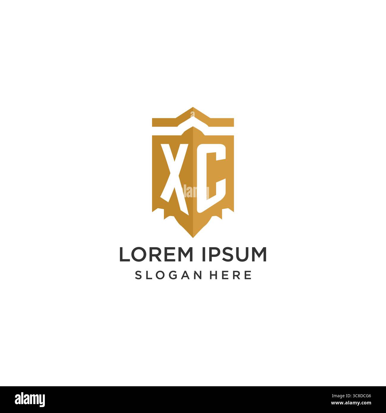 Monogram XC logo with shield geometric shape, elegant luxury initial ...