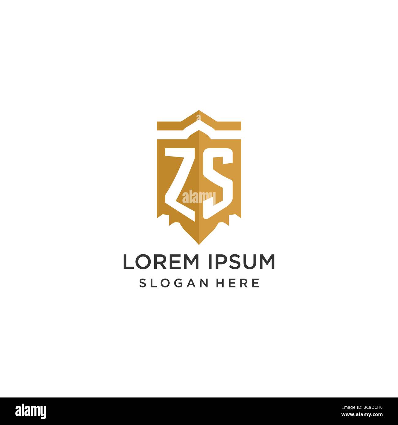 Monogram ZS logo with shield geometric shape, elegant luxury initial ...