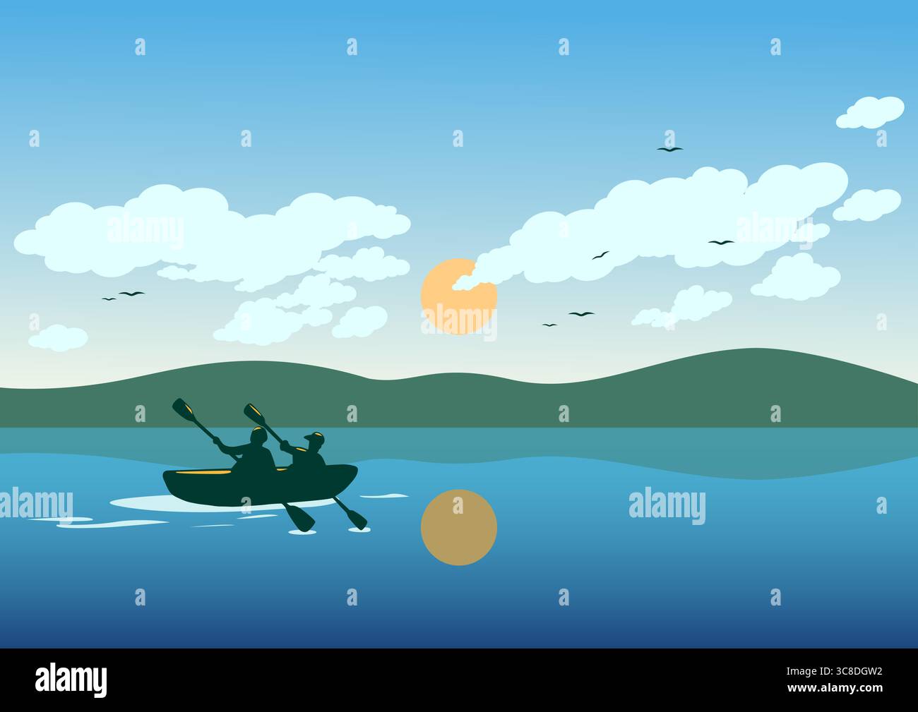 Canoe sailing on river Stock Vector Images - Alamy