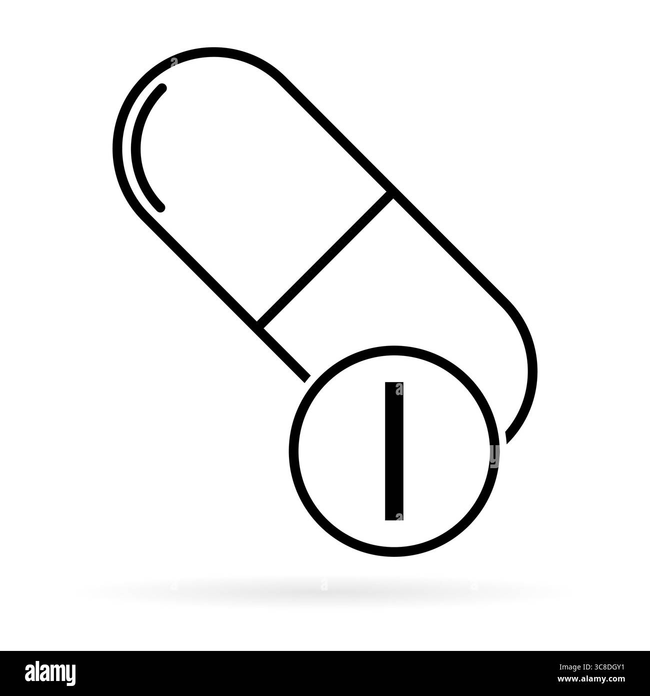 Mineral I icon shadow, healthy medicine pill supplement symbol, complex ...