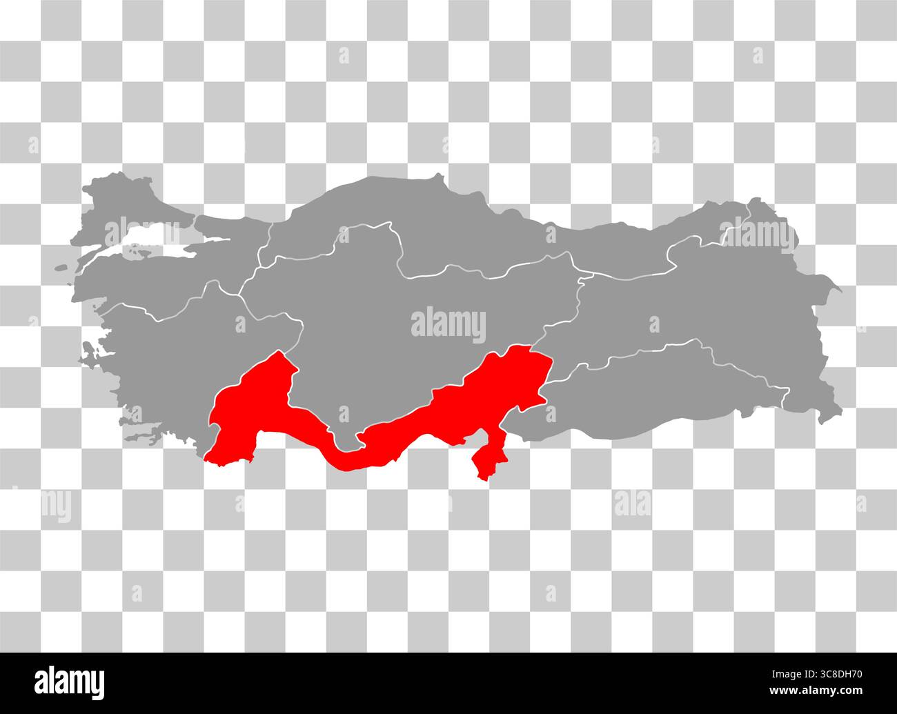 Mediterranean Region of Turkey map symbol shape, travel web concept ...