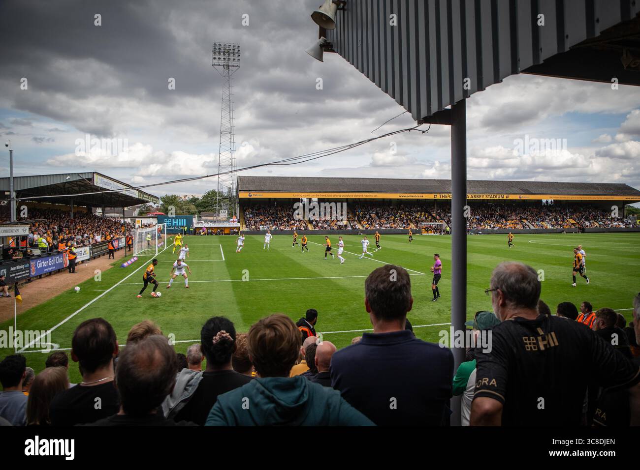 General view of football match being played at Cledara Abbey Stadium ...