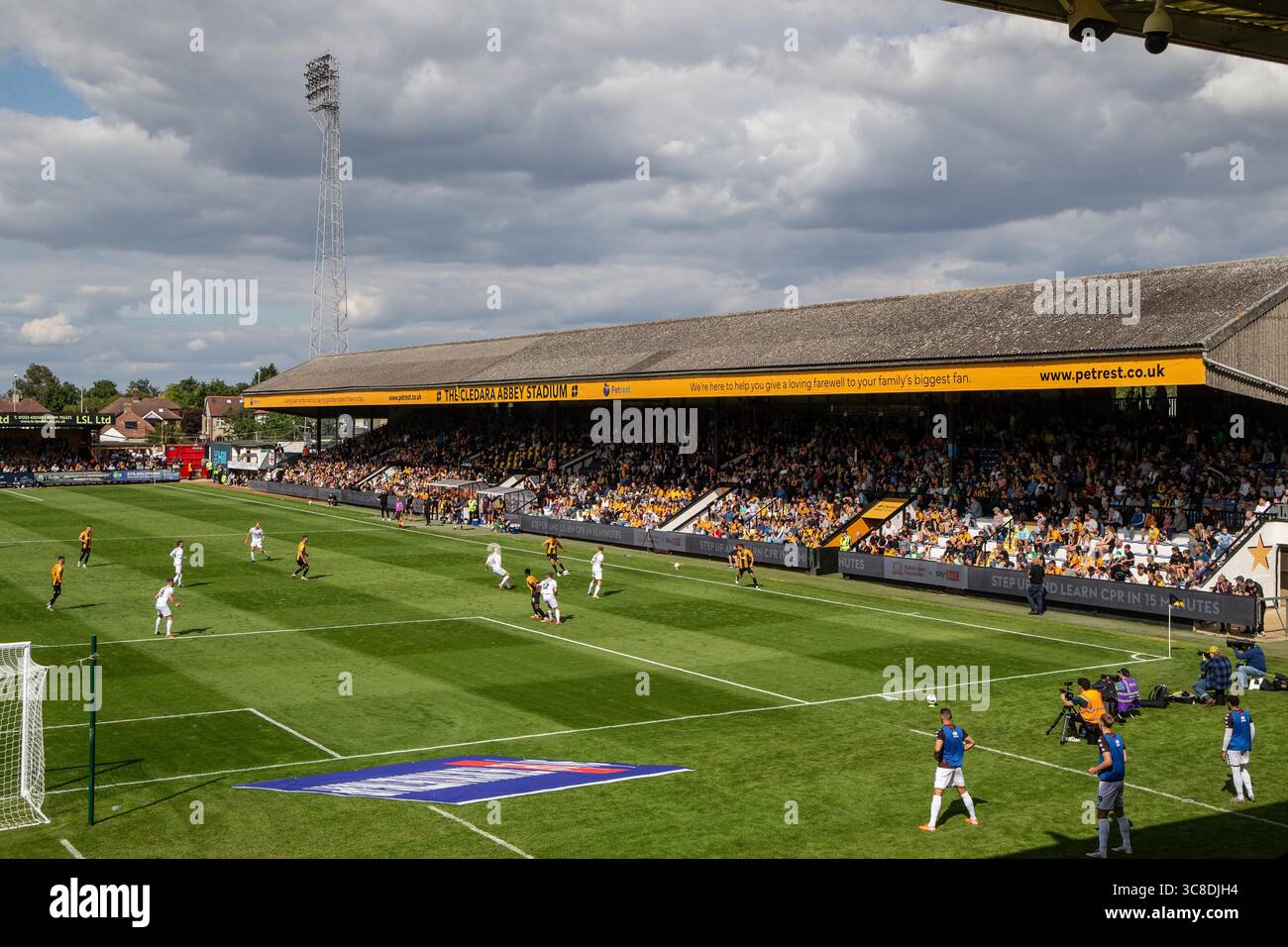 General view of football match being played at Cledara Abbey Stadium ...