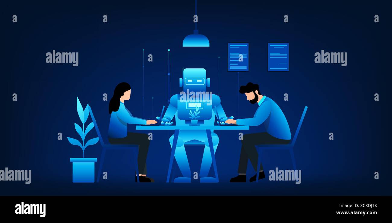 A diverse team of professionals sitting at a meeting table ...