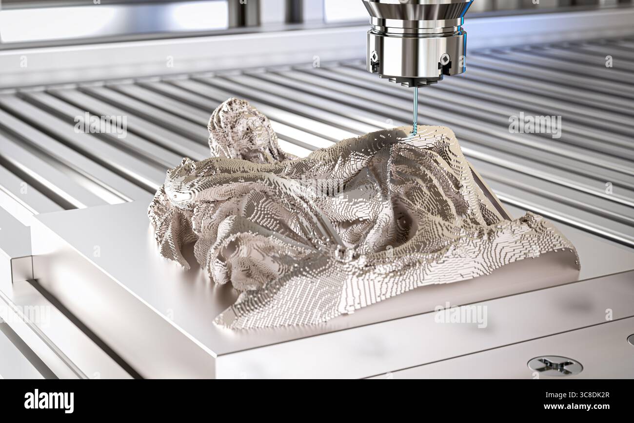 3d cnc Robotic arm creating a sculpture Stock Photo - Alamy