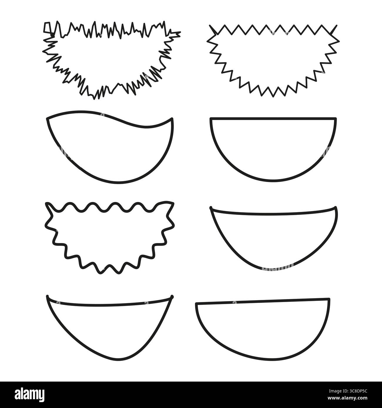 Semicircle forms set. Wavy edge shapes. Grunge texture Vector. Clean ...