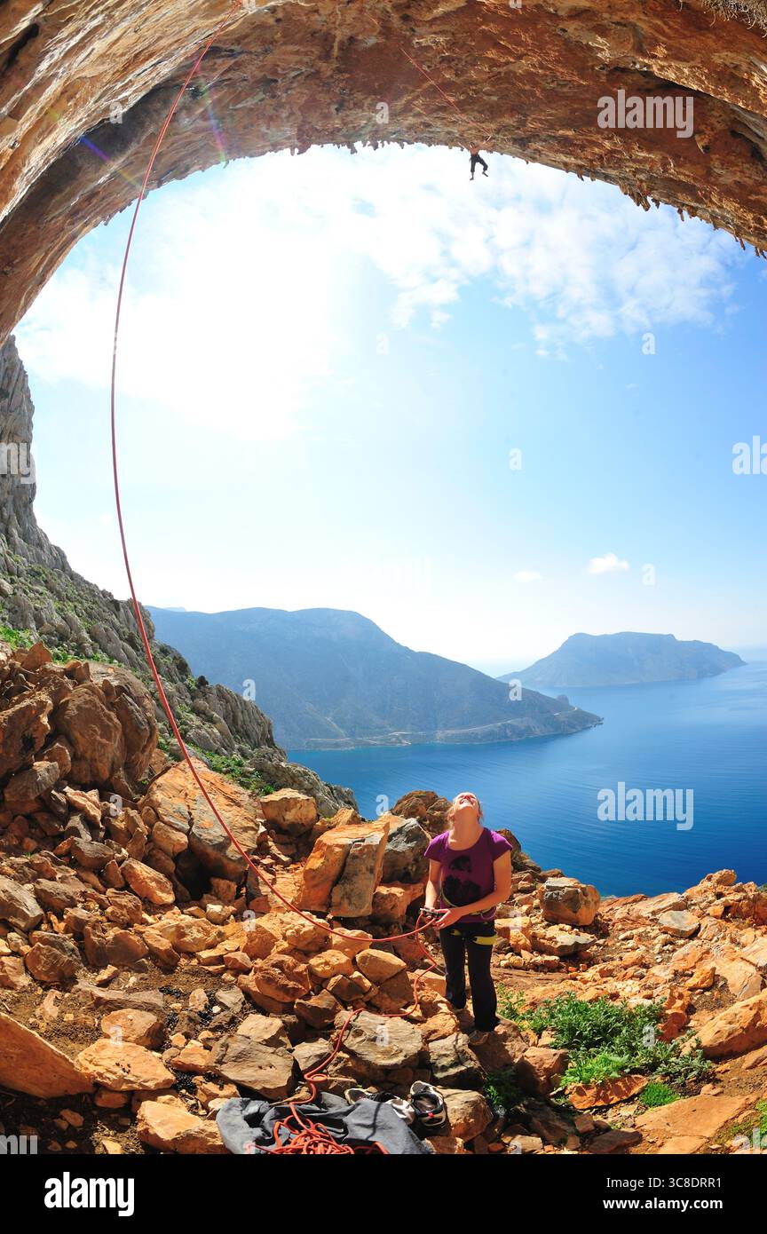 Steep limestone climbing in cave on the Greek Islands Stock Photo - Alamy