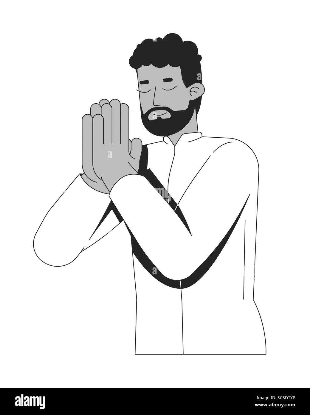 Bearded black man in prayer with closed eyes 2D line character Stock Vector Image & Art - Alamy