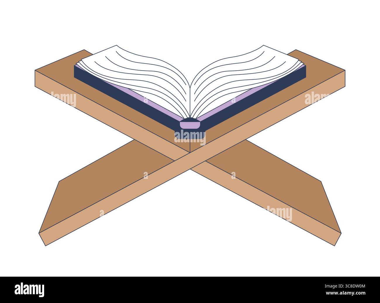 Open Quran on Rehal stand 2D cartoon object Stock Vector Image & Art ...
