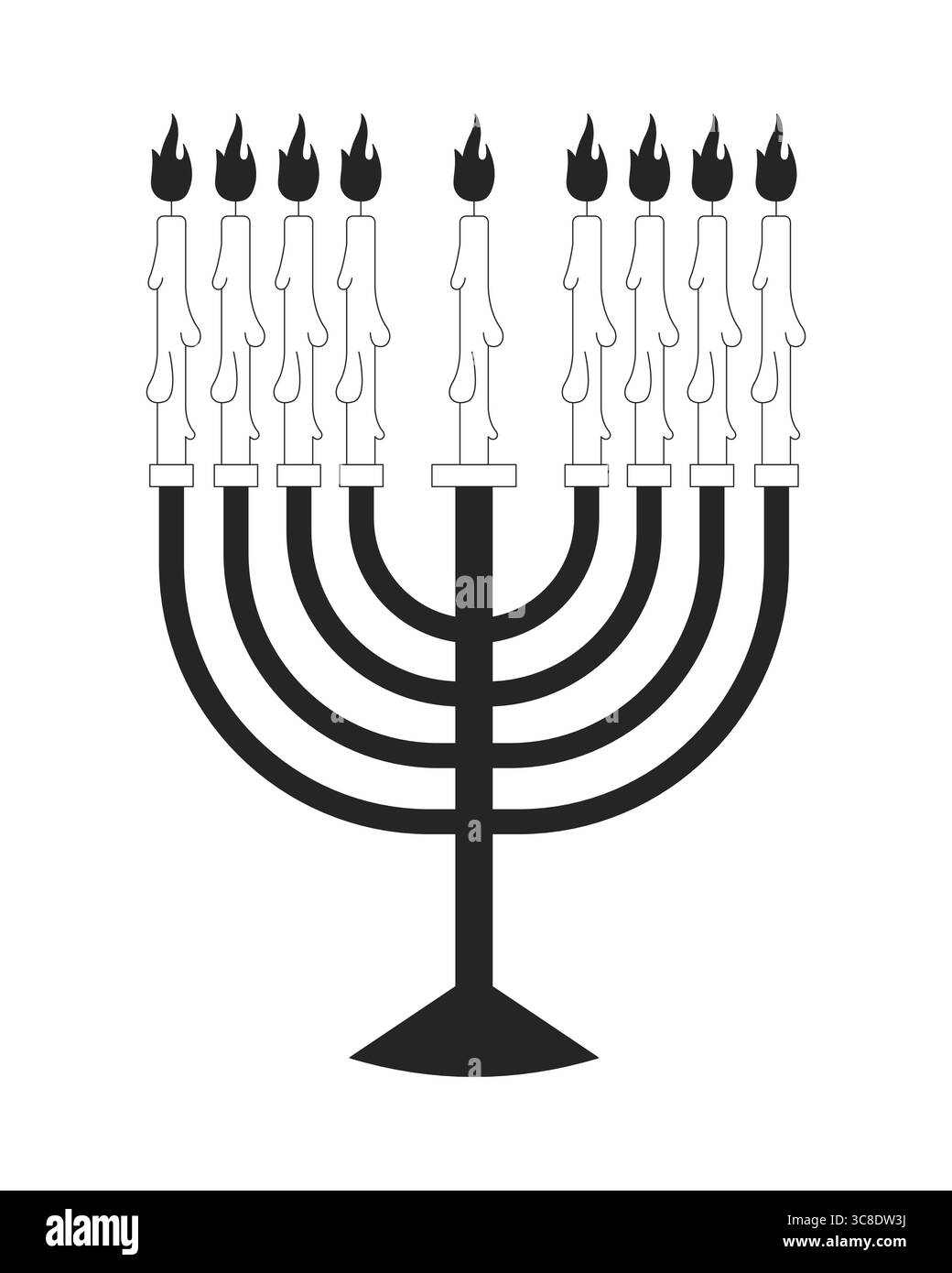 Hanukkah menorah candles burning Cut Out Stock Images & Pictures - Alamy