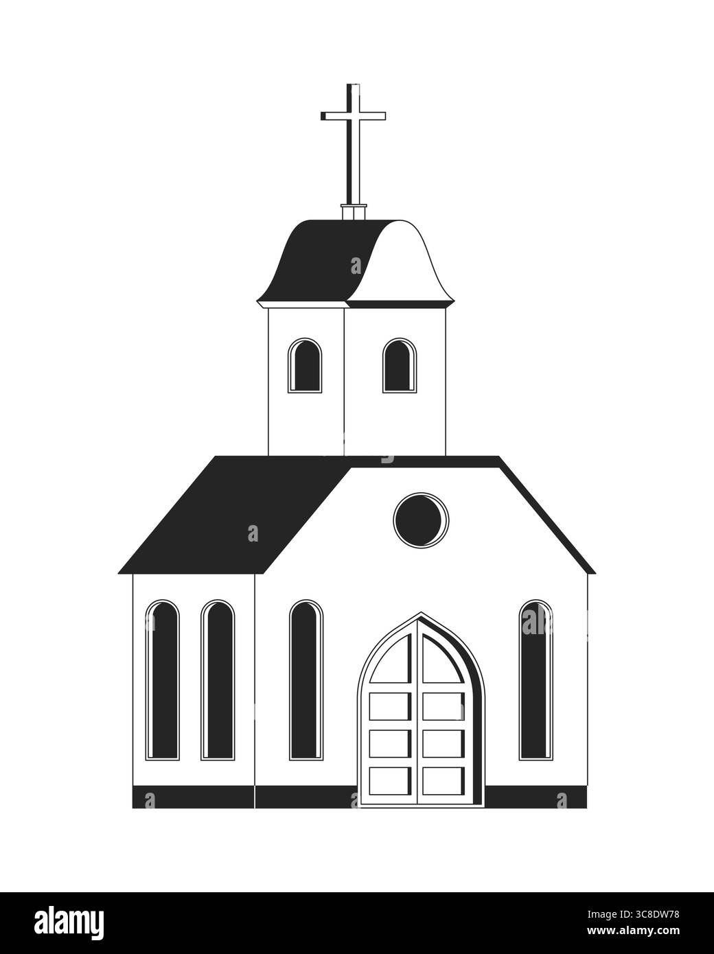Traditional Christian church building 2D line object Stock Vector Image ...