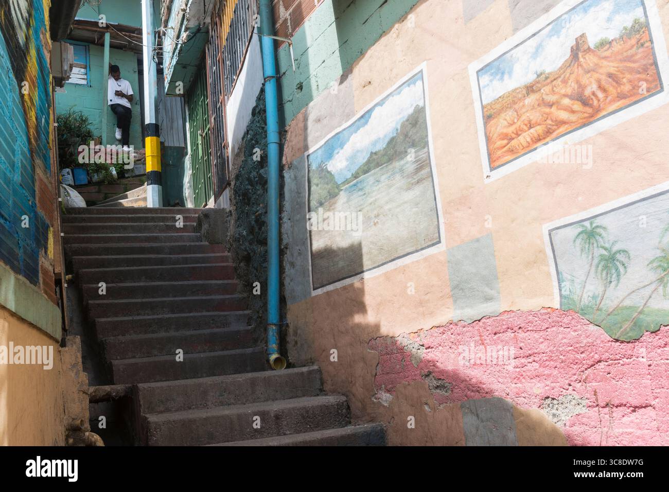 Steep stairs and murals can be seen in the Moravia neighbourhood, once ...