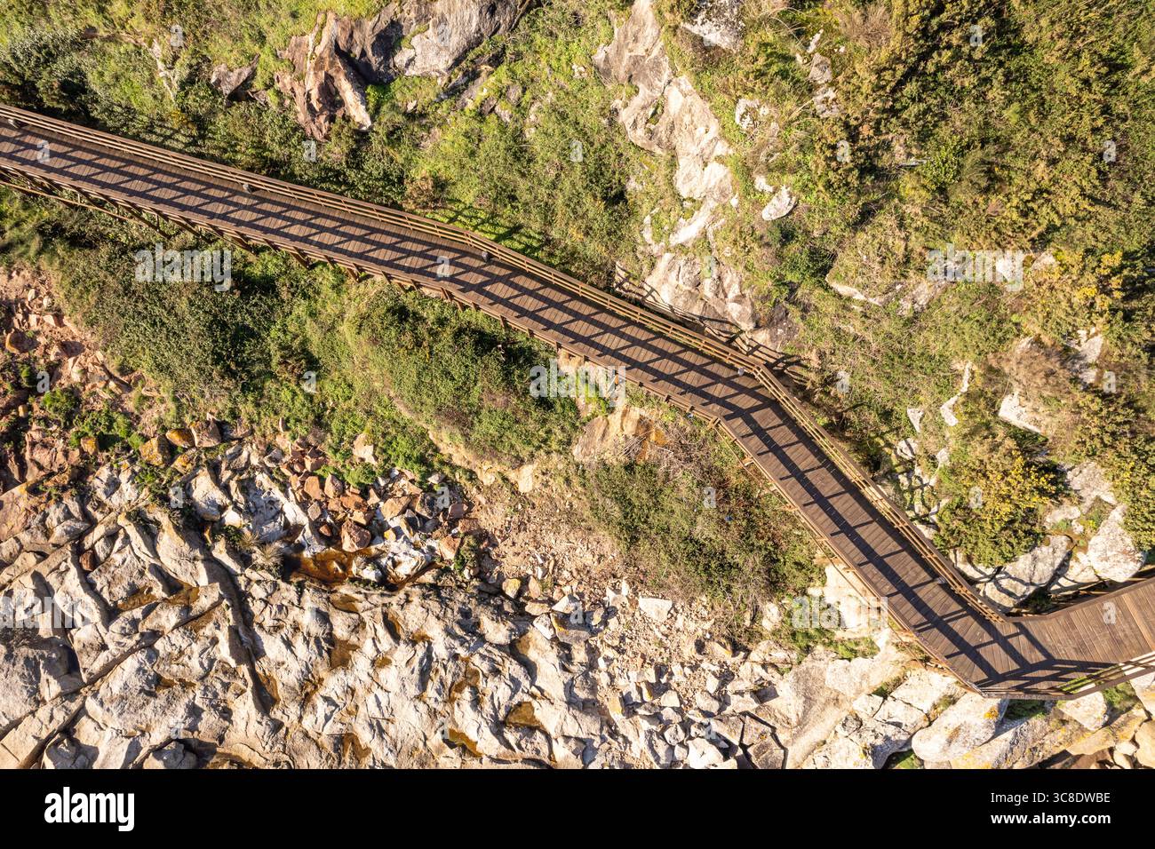 Aerial top down view of a wooden walkway, Nature Trail Stock Photo - Alamy