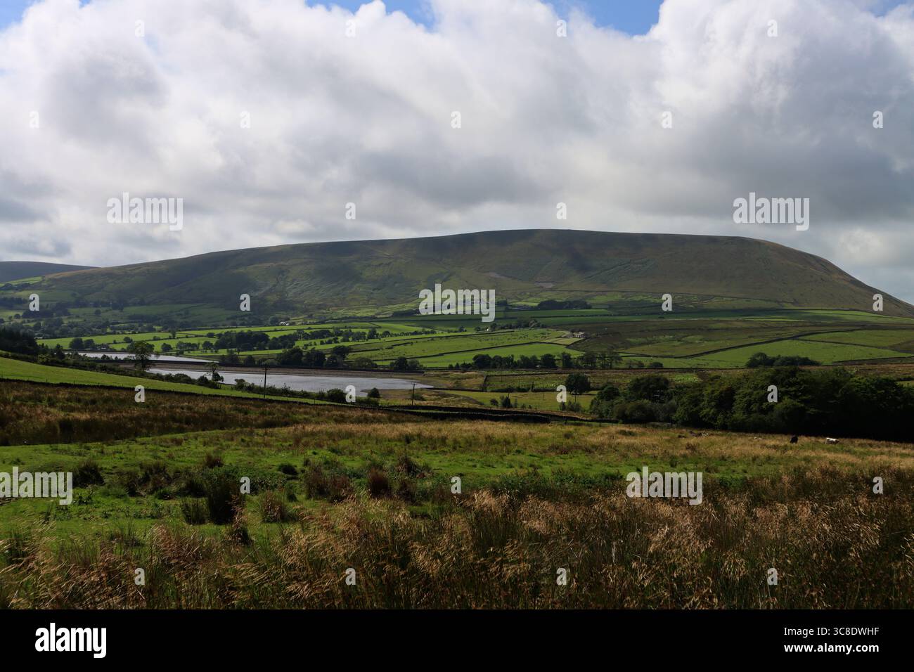 Pendle hill and its surrounding towns and villages are a hi-res stock ...