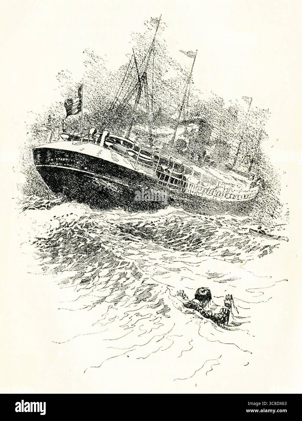 Young Harvey falls overboard from the cruise liner in a scene from Captains Courageous by ...