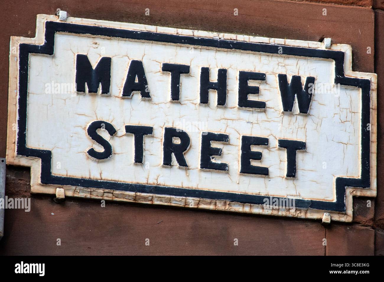 Street sign on the historic Mathew Street in Liverpool, UK - famous for ...