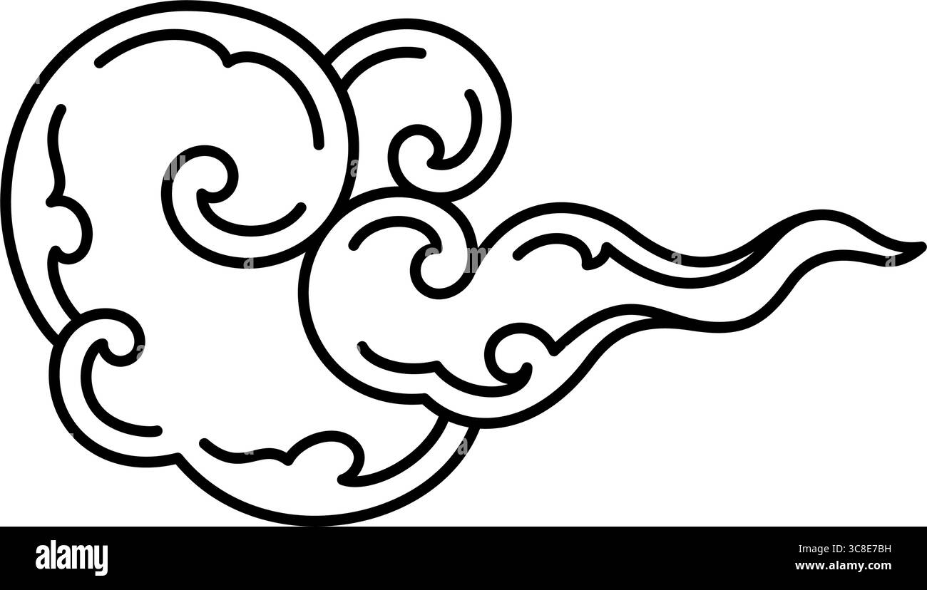 oriental cloud traditional style element vector decorate chinese korean ...