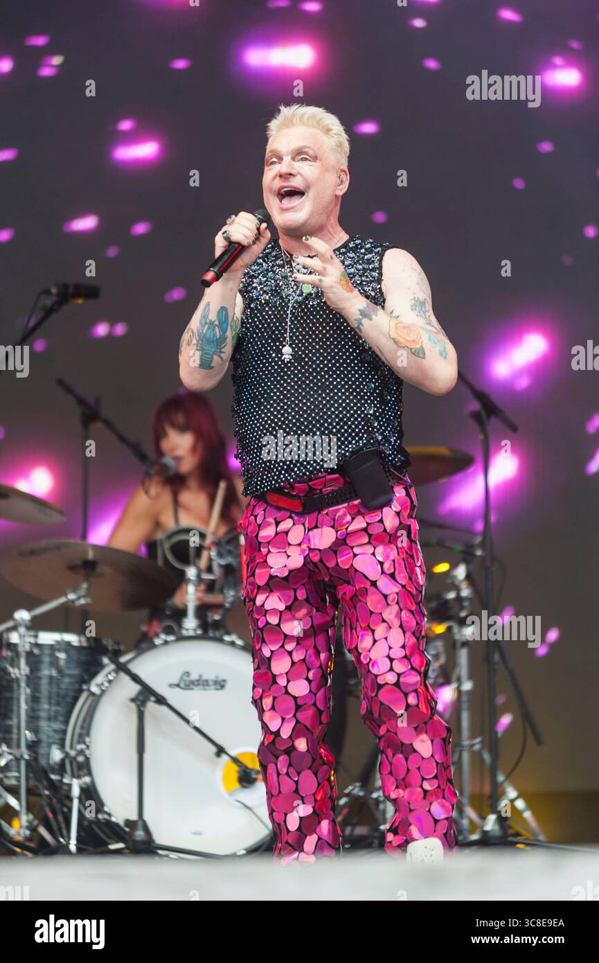 Andy Bell, of the pop-synth duo Erasure, performs live on the Main ...