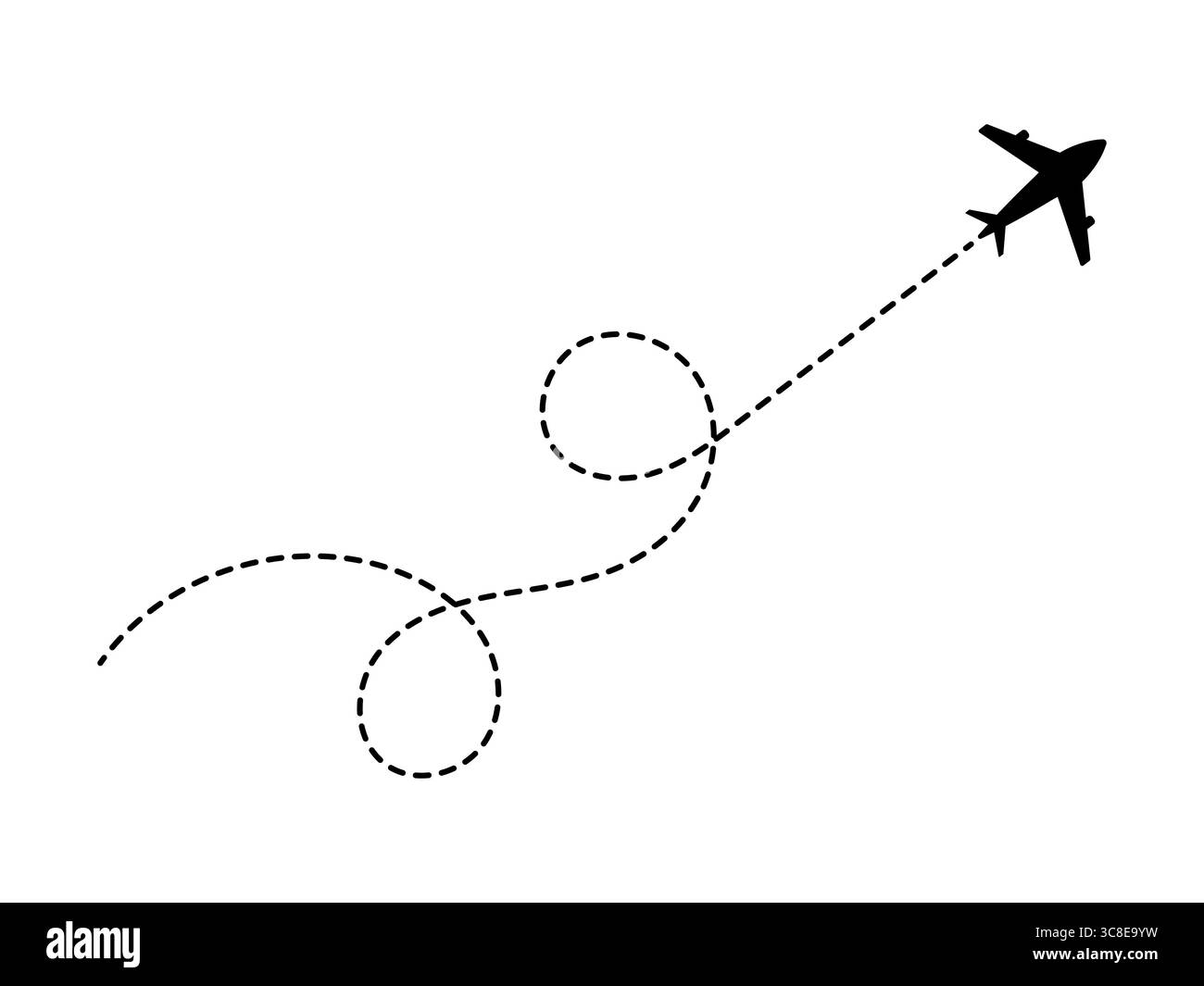 Airplane with dotted line route or Airplane flight line path Stock ...