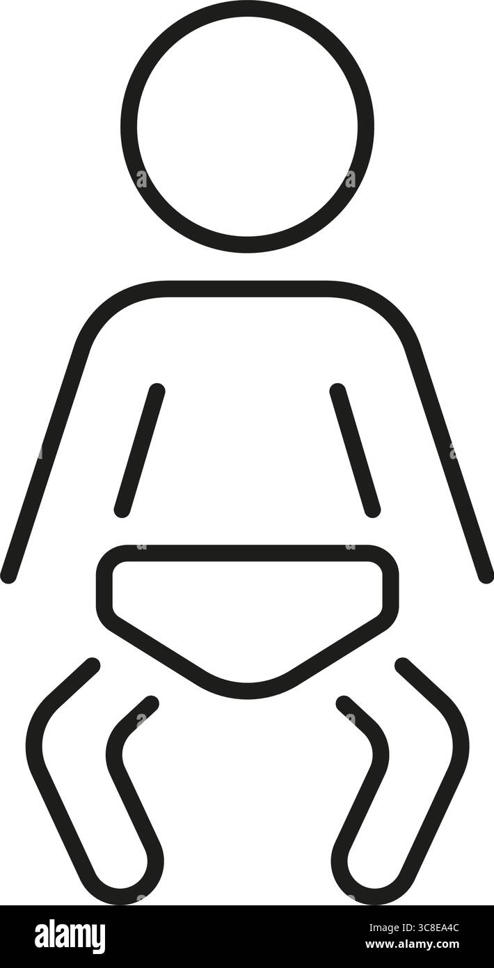 Baby With Diaper Line Icon. Infant Care Restroom Sign for Public ...