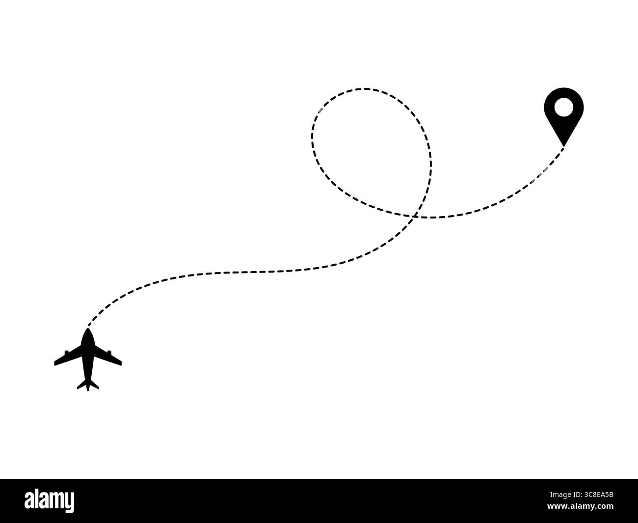 Airplane with dotted line route or Airplane flight line path Stock ...