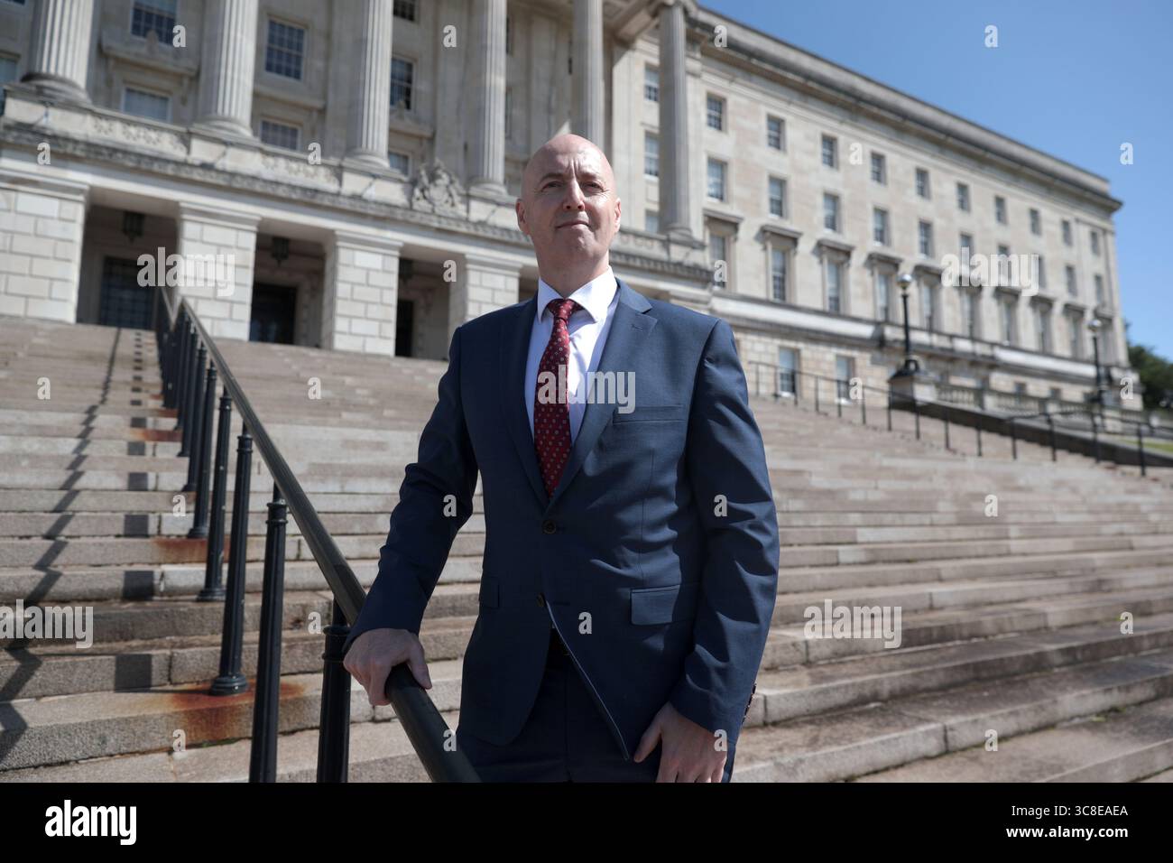 Jon Burrows, the new Ulster Unionist MLA for North Antrim, on the steps ...