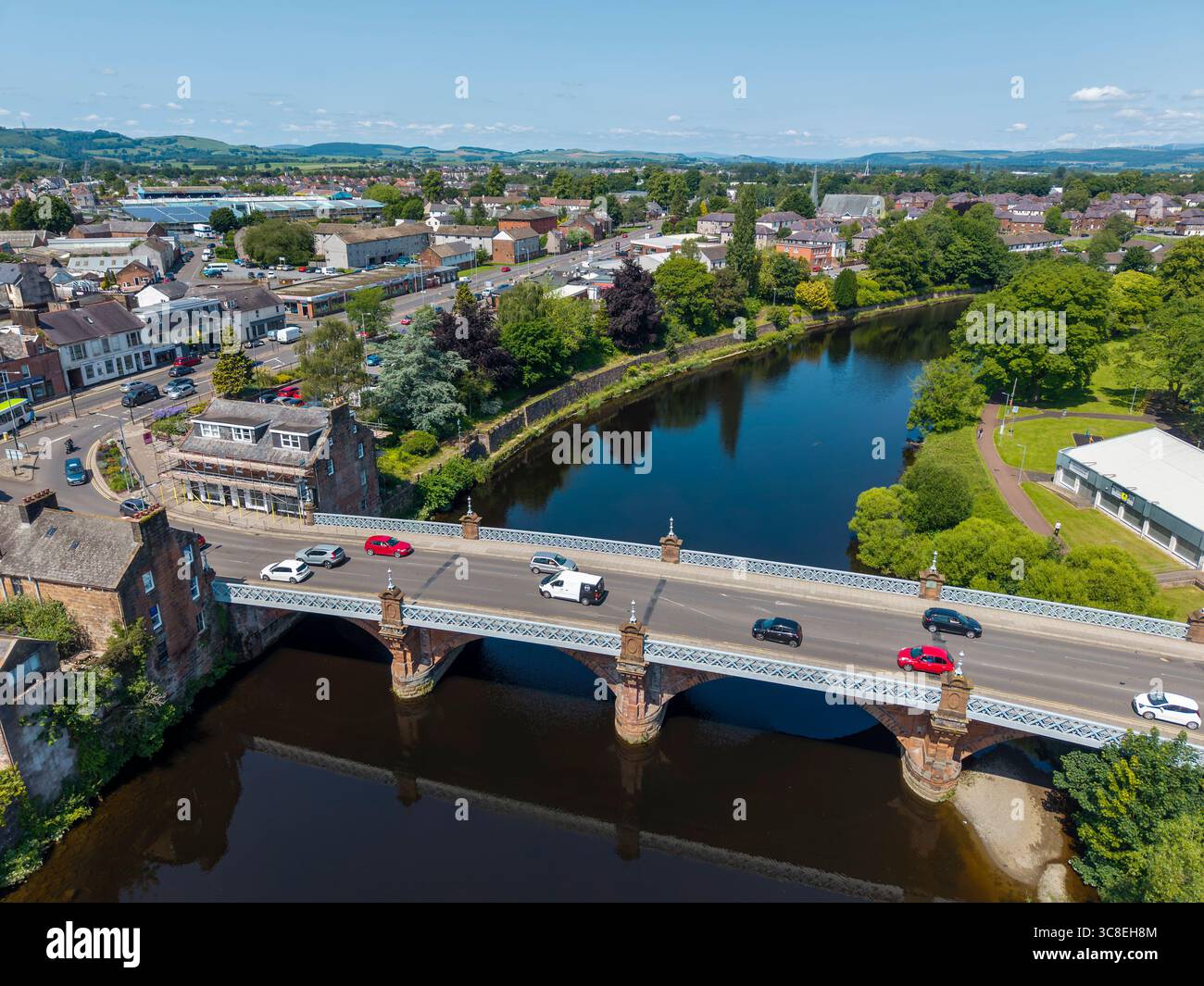 Aerial view captures Buccleuch Street New Bridge spanning the River ...