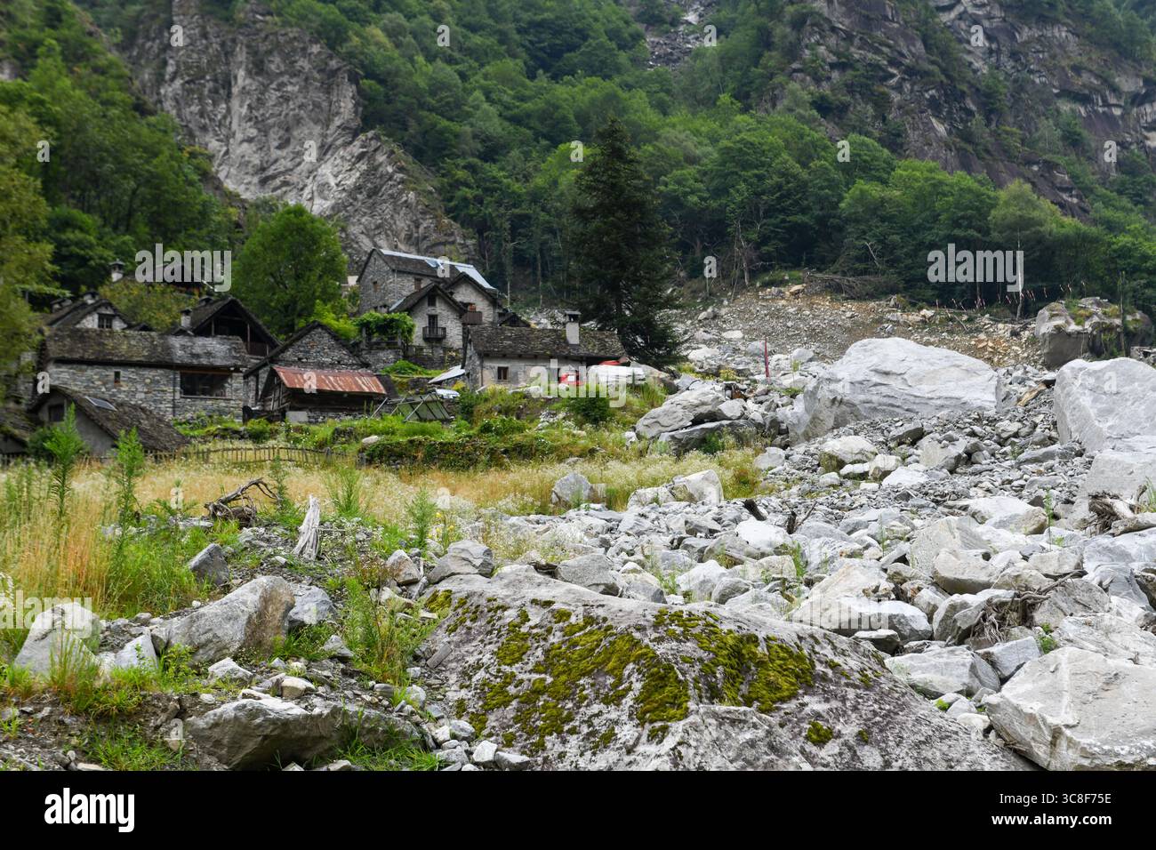 Landslide at Fontana on Bedretto valley in the Swiss alps Stock Photo ...