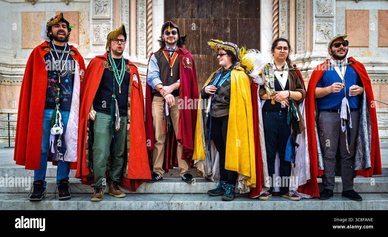 Members of the Ordine del Fittone, in Bologna, Italy, in traditional ...