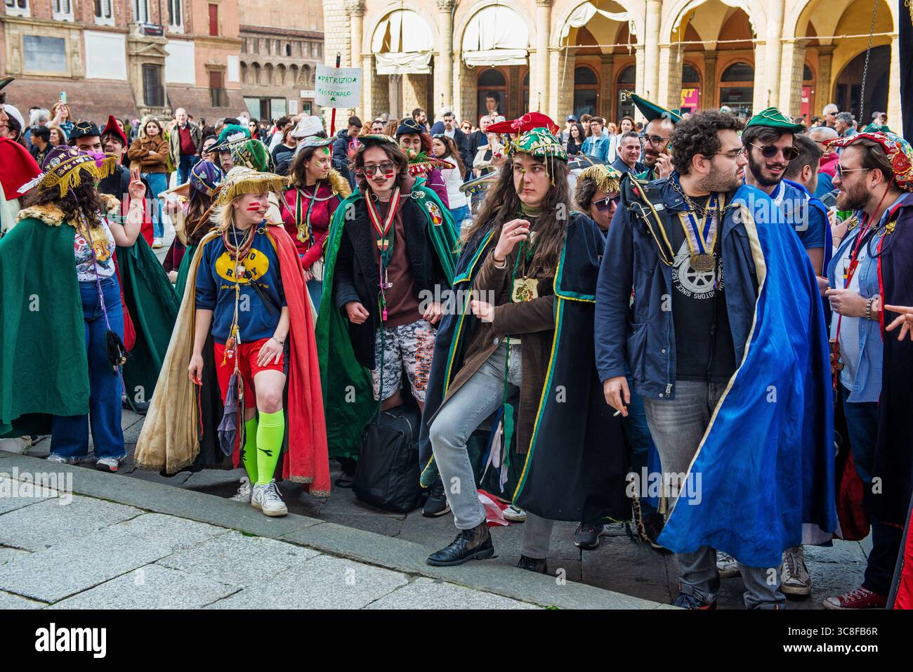 Members of the Ordine del Fittone, in Bologna, Italy, in traditional ...