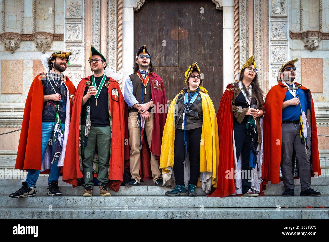 Members of the Ordine del Fittone, in Bologna, Italy, in traditional ...