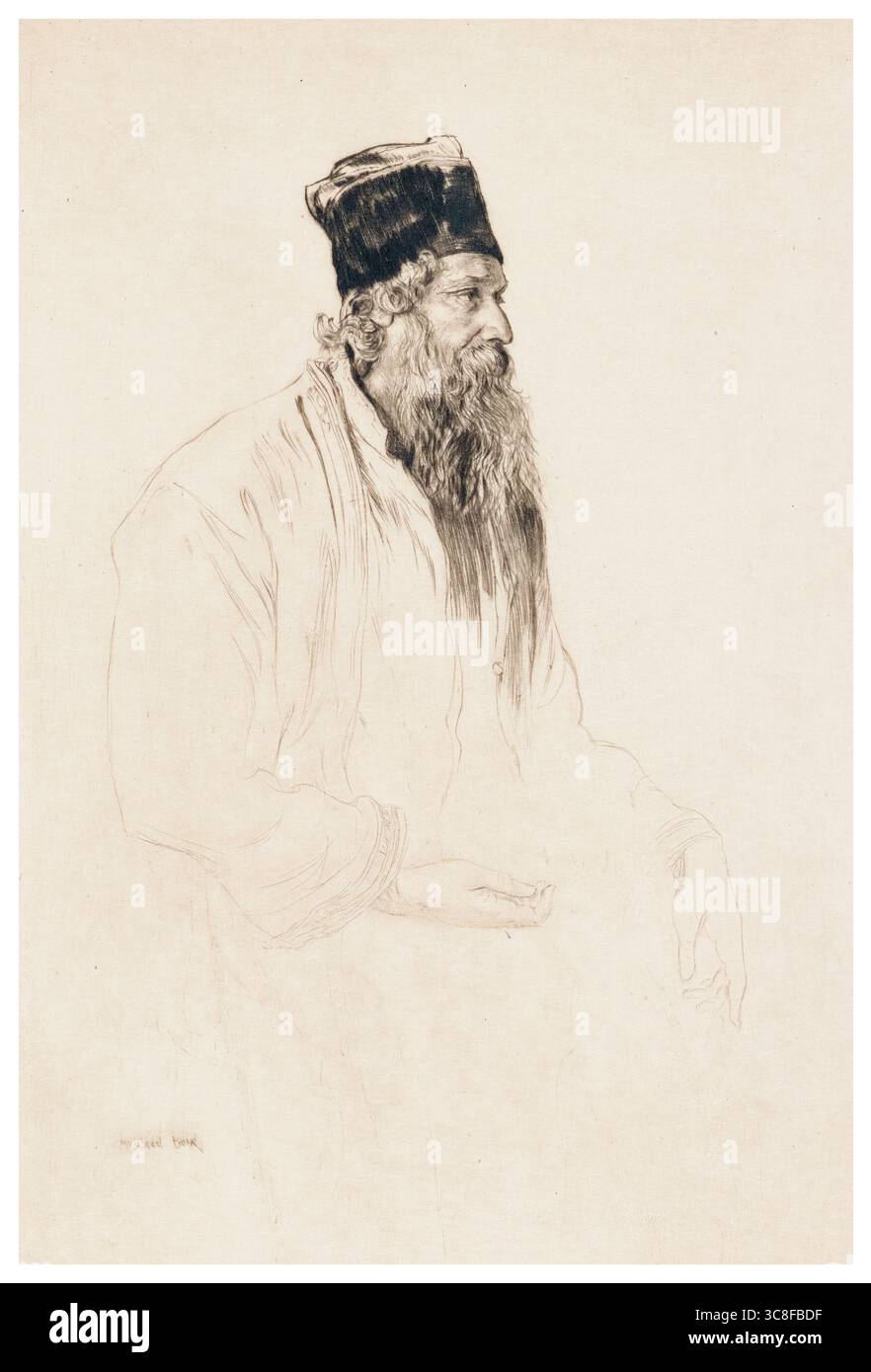 Rabindranath Tagore. Portrait engraving of the Bengali polymath born ...