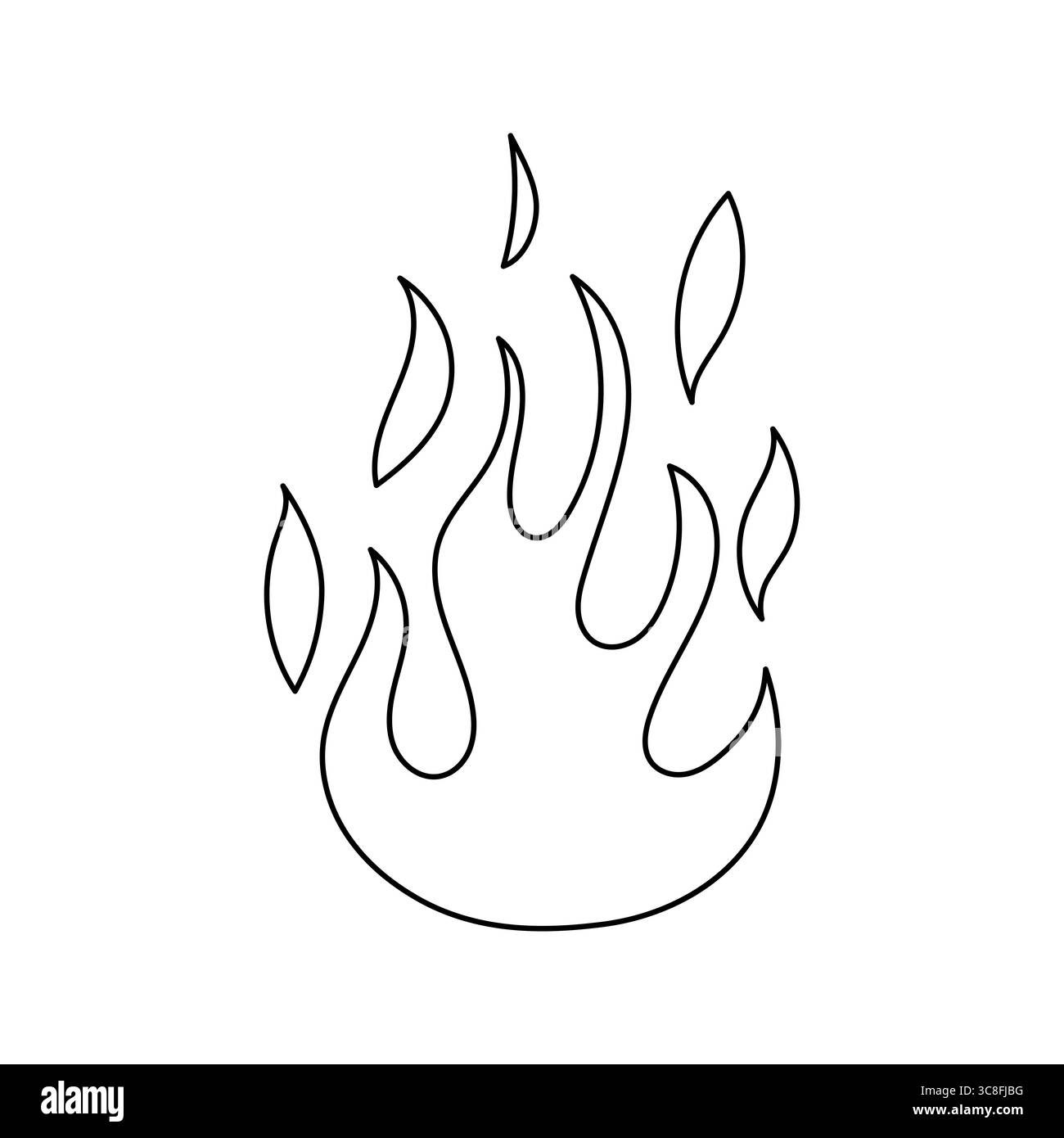 Outline of a clean flame icon illustrated with line art on a white ...