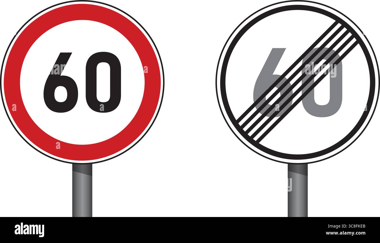 traffic signs set speed limit 60 isolated vector illustration Stock Vector Image & Art - Alamy