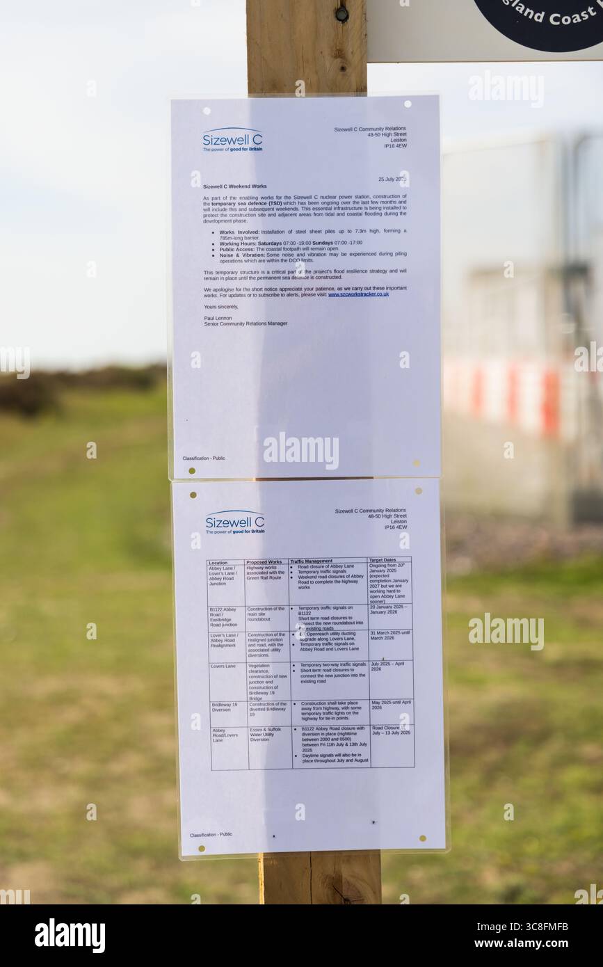 Documents from Sizewell Community Relations on display by the Sizewell C construction site ...
